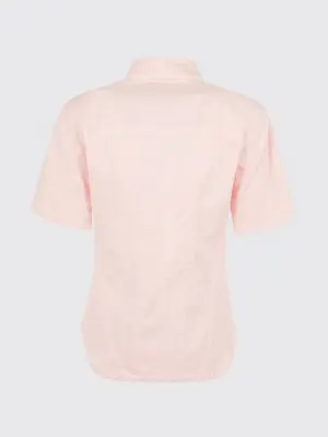 Sportmax Short-sleeved Cotton Denim Shirt With Patch Pockets
