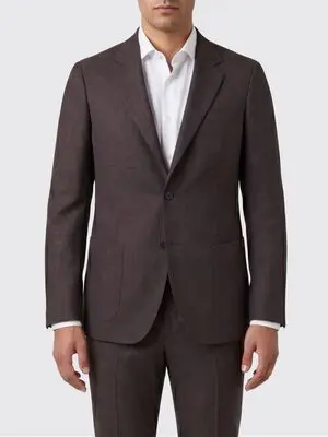 LARDINI Single-breasted Blazer In Wool Linen And Silk - Brown