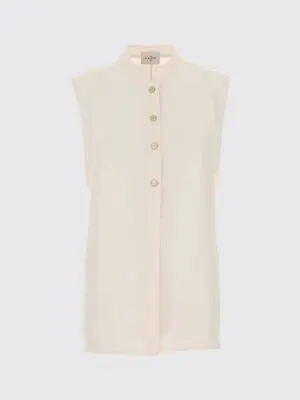 Le Kasha Sleeveless Silk Shirt With Mandarin Collar - Cream