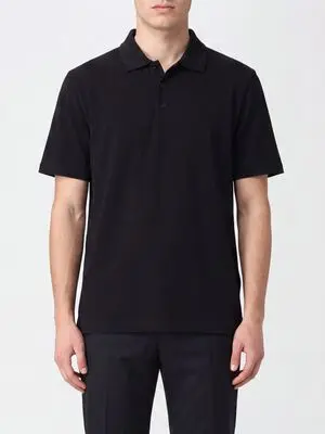 Herno Short-sleeved Cotton Polo Shirt With Classic Three-button Collar - Black