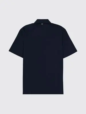 Herno Short-sleeved Cotton Polo Shirt With Classic Three-button Collar - Blue
