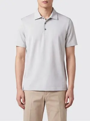 Herno Short-sleeved Cotton Polo Shirt With Classic Three-button Collar - Grey