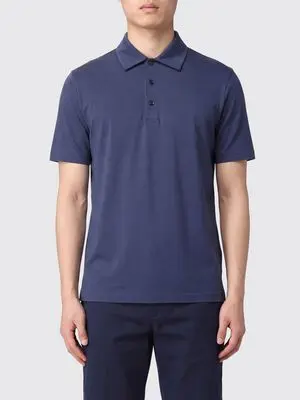 Herno Short-sleeved Cotton Polo Shirt With Classic Three-button Collar - Navy