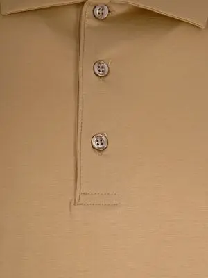 Herno Short-sleeved Cotton Polo Shirt With Classic Three-button Collar - Sand