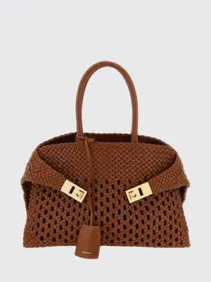 FERRAGAMO Hug Woven Nappa Bag - Brown