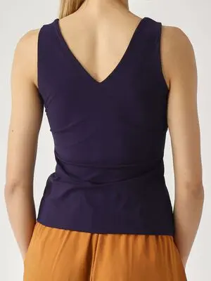 Malìparmi Sleeveless V-neck Jersey Top - Navy