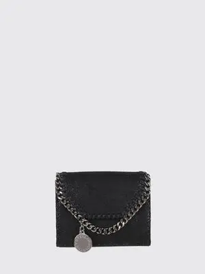 Stella McCartney Falabella Crackled Synthetic Suede Wallet - Black