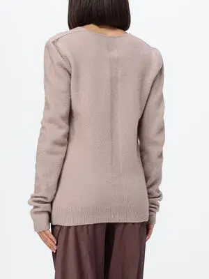 Rick Owens Deep V-neck Wool Sweater With Ribbed Trims
