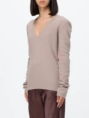 Rick Owens Deep V-neck Wool Sweater With Ribbed Trims