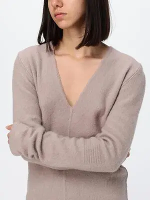 Rick Owens Deep V-neck Wool Sweater With Ribbed Trims
