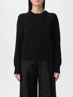 AMI Paris Cardigan With Embroidered Logo - Black