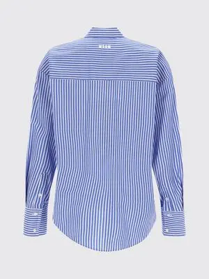 MSGM Relaxed Fit Striped Cotton Poplin Shirt With Embroidered Logo