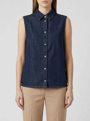 7 For All Mankind Sleeveless Denim Shirt - Blue