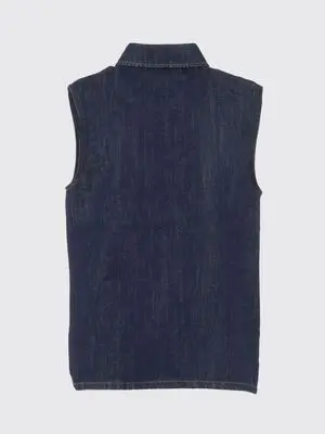 7 For All Mankind Sleeveless Denim Shirt With Spread Collar