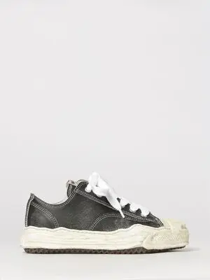 Mihara Yasuhiro Hank Og Grained Leather Sneakers With Distressed Effect - Black