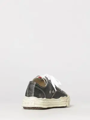 Mihara Yasuhiro Hank Og Grained Leather Sneakers With Distressed Effect - Black