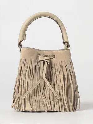 BOSS Lenah Fringed Suede Bucket Bag - Beige