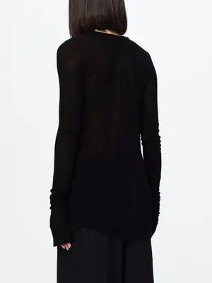 Rick Owens Viscose And Silk Slim Fit Long-sleeved Top - Black