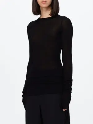 Rick Owens Viscose And Silk Slim Fit Long-sleeved Top - Black