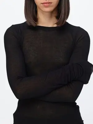 Rick Owens Viscose And Silk Slim Fit Long-sleeved Top - Black