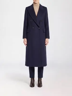 Max Mara Double Breasted Long Coat - Blue