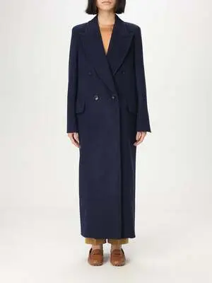 Max Mara Double Breasted Long Coat - Blue