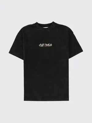Off-White Cotton T-shirt With Graphic Logo Print On The Front