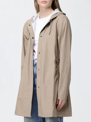 Rains Hooded Waterproof Polyester Trench Coat - Beige