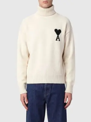 AMI Paris Turtleneck Jumper With Heart Logo - White