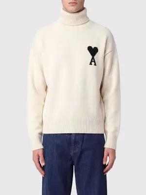 AMI Paris Turtleneck Jumper With Heart Logo - White