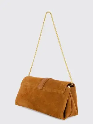 FERRAGAMO Suede Calfskin Gancini Flap Crossbody Bag - Brown