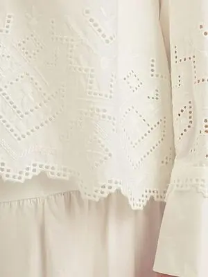 Momoni Long-sleeved Cotton Shirt With Lace Inserts
