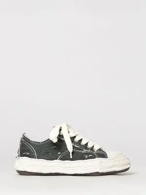 Mihara Yasuhiro Peterson Distressed Cotton Sneakers With Worn-effect Sole - Black