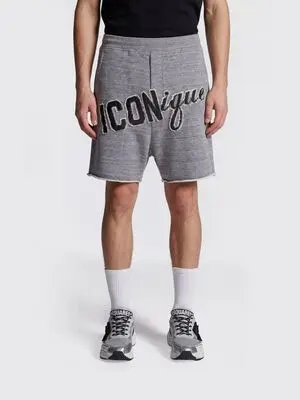 Dsquared2 Cotton Sports Shorts With High Elastic Waist And Logo - Grey