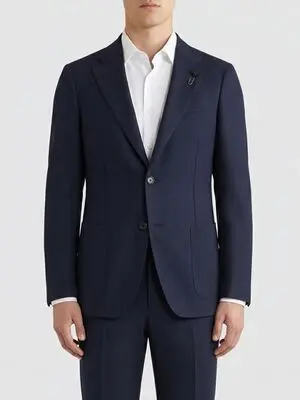 LARDINI Single-breasted Wool Blazer - Blue