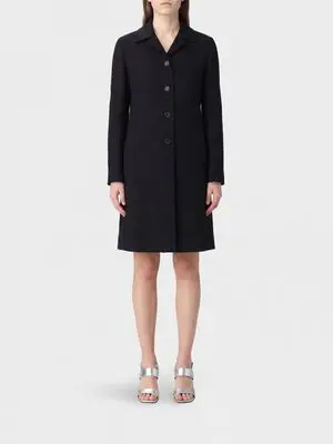 JIL SANDER Knee-length Single-breasted Coat In Virgin Wool And Silk - Black