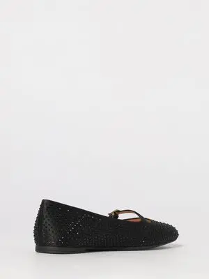 Bally Satin Ballerinas With Rhinestones