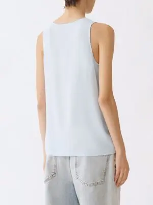 Fabiana Filippi Silk Blend Basic Top - Water