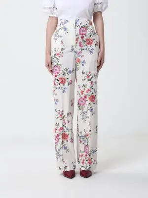 Liu Jo Floral Print Cotton Poplin Palazzo Pants - White