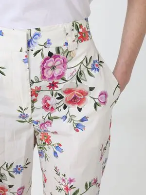 Liu Jo Floral Print Cotton Poplin Wide-leg Palazzo Trousers
