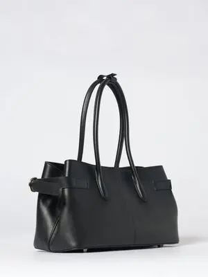 Patrizia Pepe Calfskin Leather Shoulder Bag With Fly Logo - Black