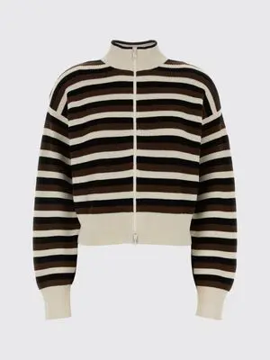 Brunello Cucinelli Striped Cotton Zip-up Turtleneck Cardigan - Beige