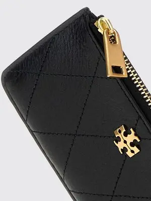 Tory Burch Quilted Leather Wallet With Gold Tone Logo