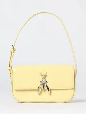 Patrizia Pepe Patent Leather Shoulder Bag With Fly Logo And Flap Closure - Yellow