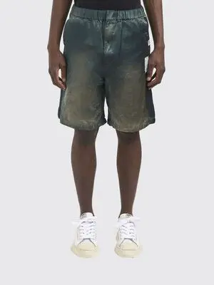 Mihara Yasuhiro Abstract Print Cotton Jogging Shorts With Distressed Effect - Green