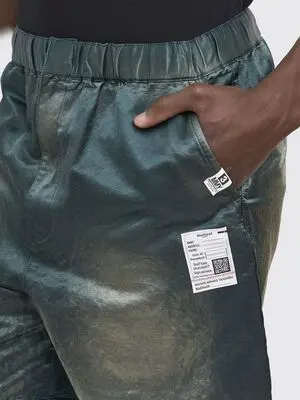 Mihara Yasuhiro Abstract Print Cotton Jogging Shorts With Distressed Effect - Green