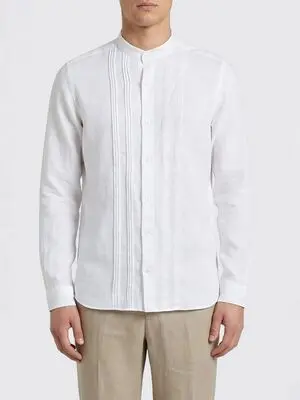 TINTORIA MATTEI 954 Slim Fit Linen Shirt With Mandarin Collar And Plastron - White