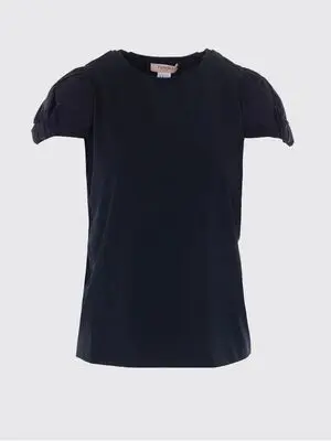 TWINSET Slim Fit Cotton Top With Puff Sleeves - Black