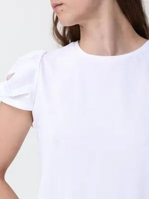 TWINSET Slim Fit Cotton Top With Puff Sleeves - White