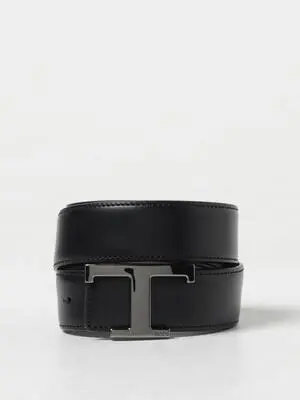 TOD'S Leather Belt With Monogram Buckle - Black